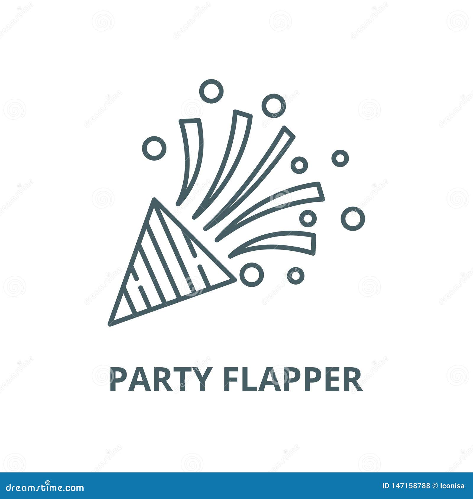 Party Flapper Vector Line Icon, Linear Concept, Outline Sign, Symbol ...