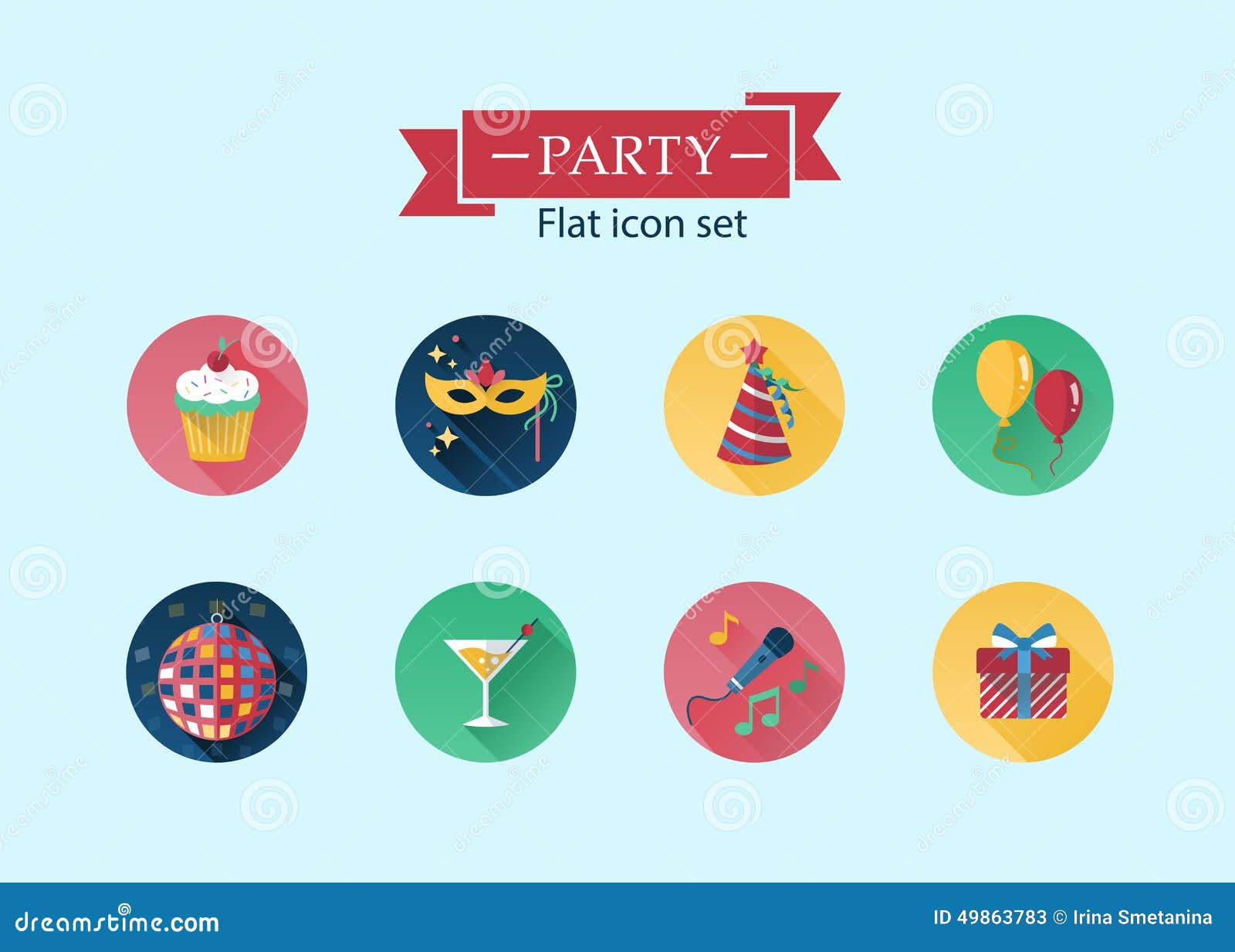 Party Flat icon set stock vector. Illustration of drink - 49863783