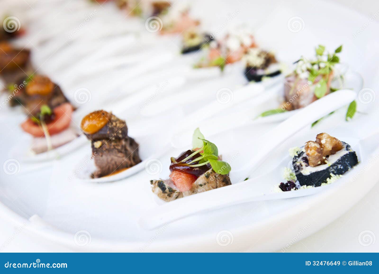 Party food on spoons stock image. Image of party, tray - 32476649
