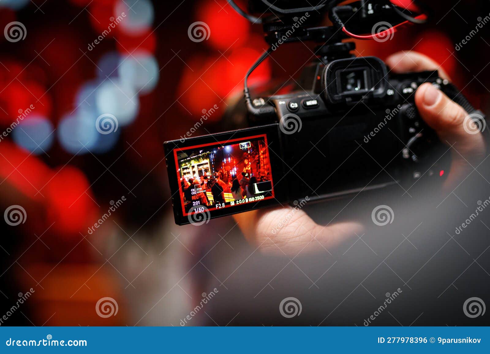 Party Footage Filmed Using a Rotating Screen Camera. Stock Photo ...