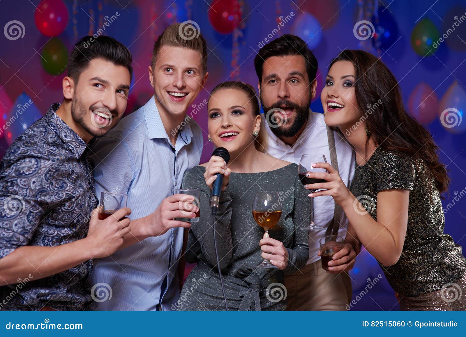 Party with friends stock photo. Image of family, microphone - 82515060