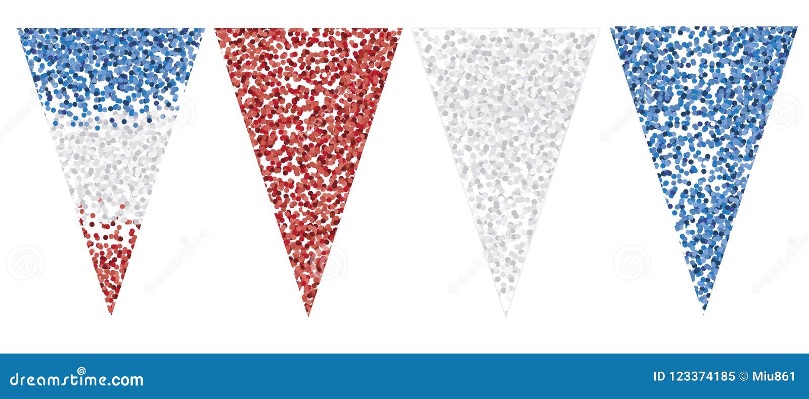 Party Garland Set. Triangle Shape Flags. Three Colors Confetti Surface ...