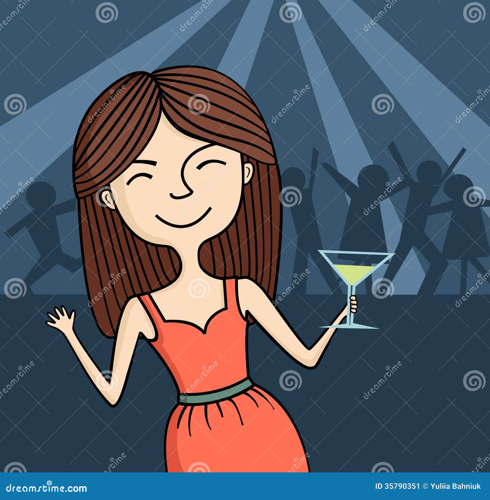 Party girl stock vector. Illustration of hand, female - 35790351