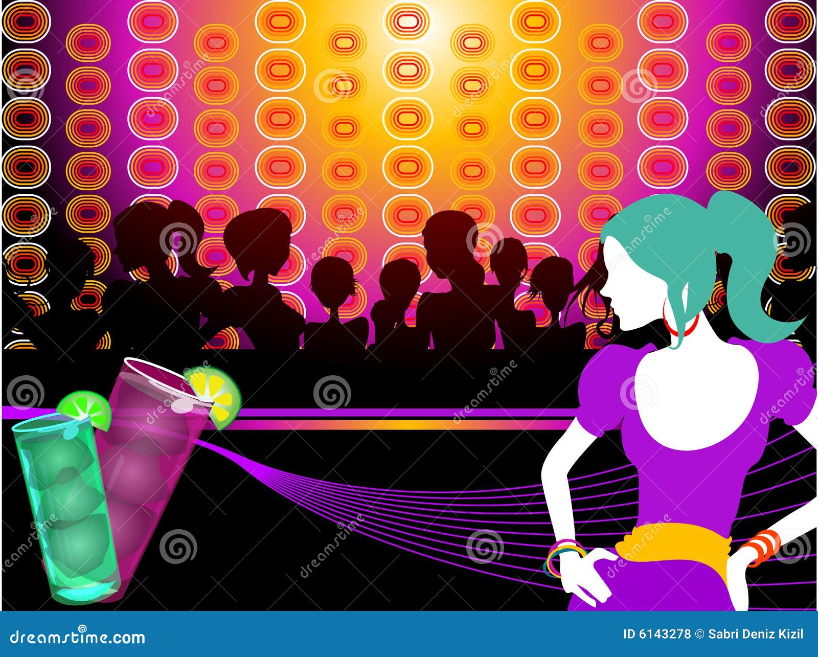 Party girl vector stock vector. Illustration of drink - 6143278
