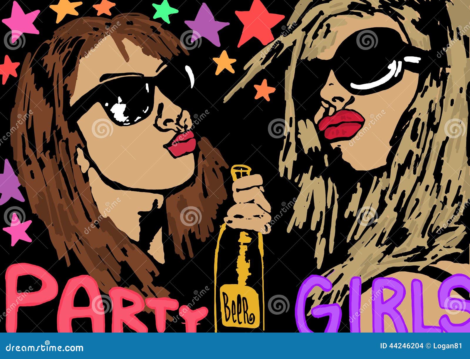 Party girls stock illustration. Illustration of sketch - 44246204