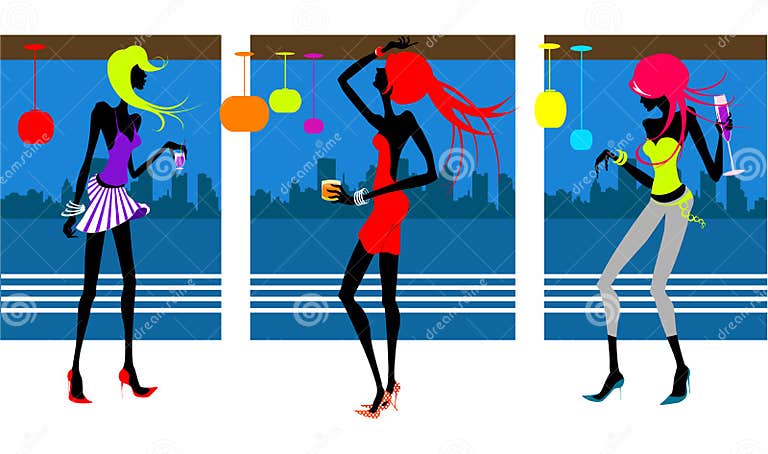 Party girls vector stock vector. Illustration of festival - 6919791