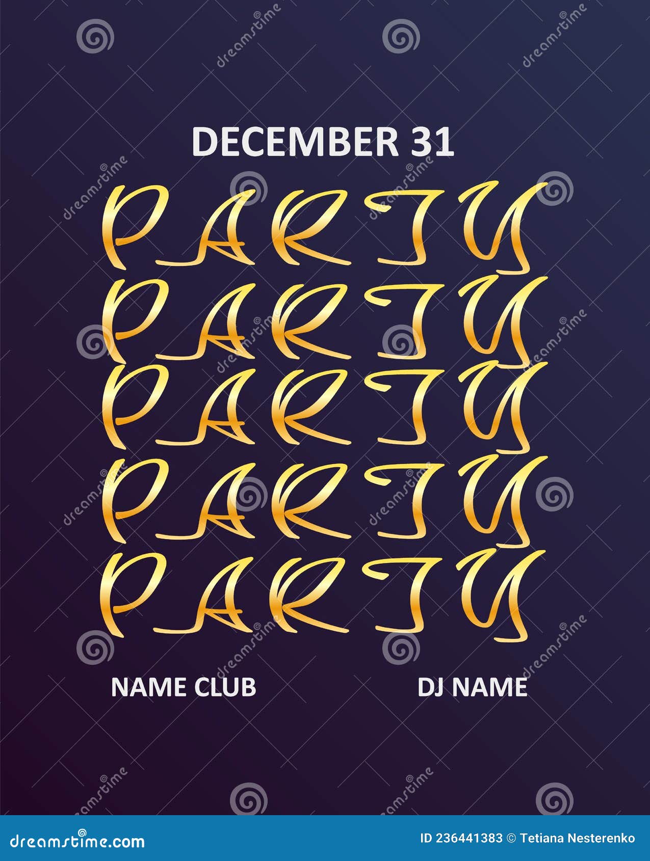 Party Gold Repeat Word Message Stock Vector - Illustration of evening ...