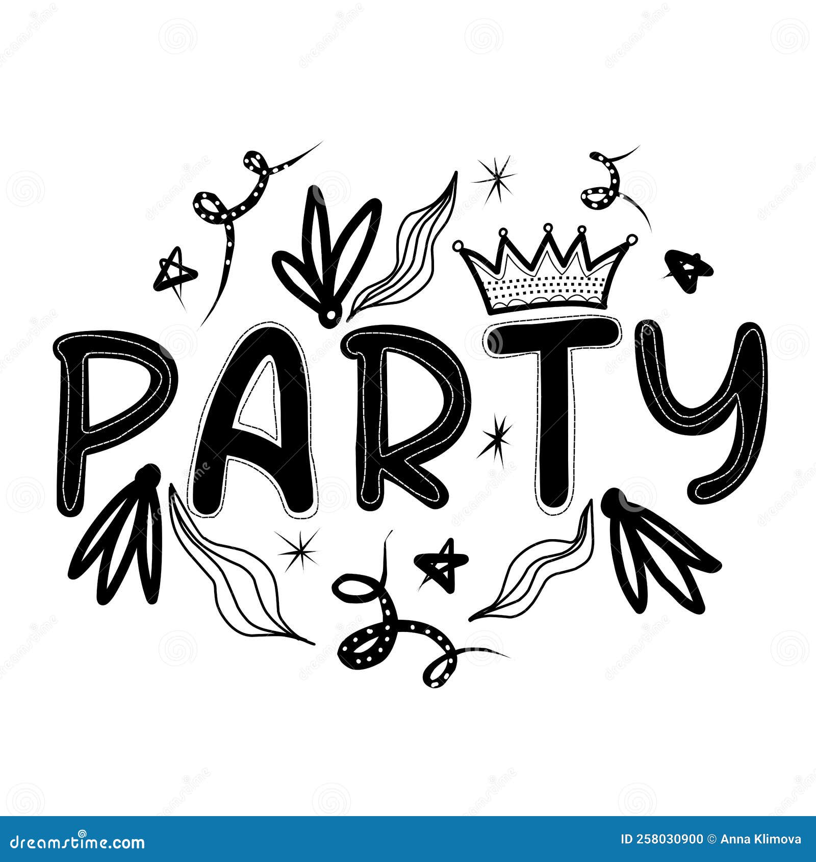 Party Hand Drawing with Doodle Style Elements Stock Vector ...