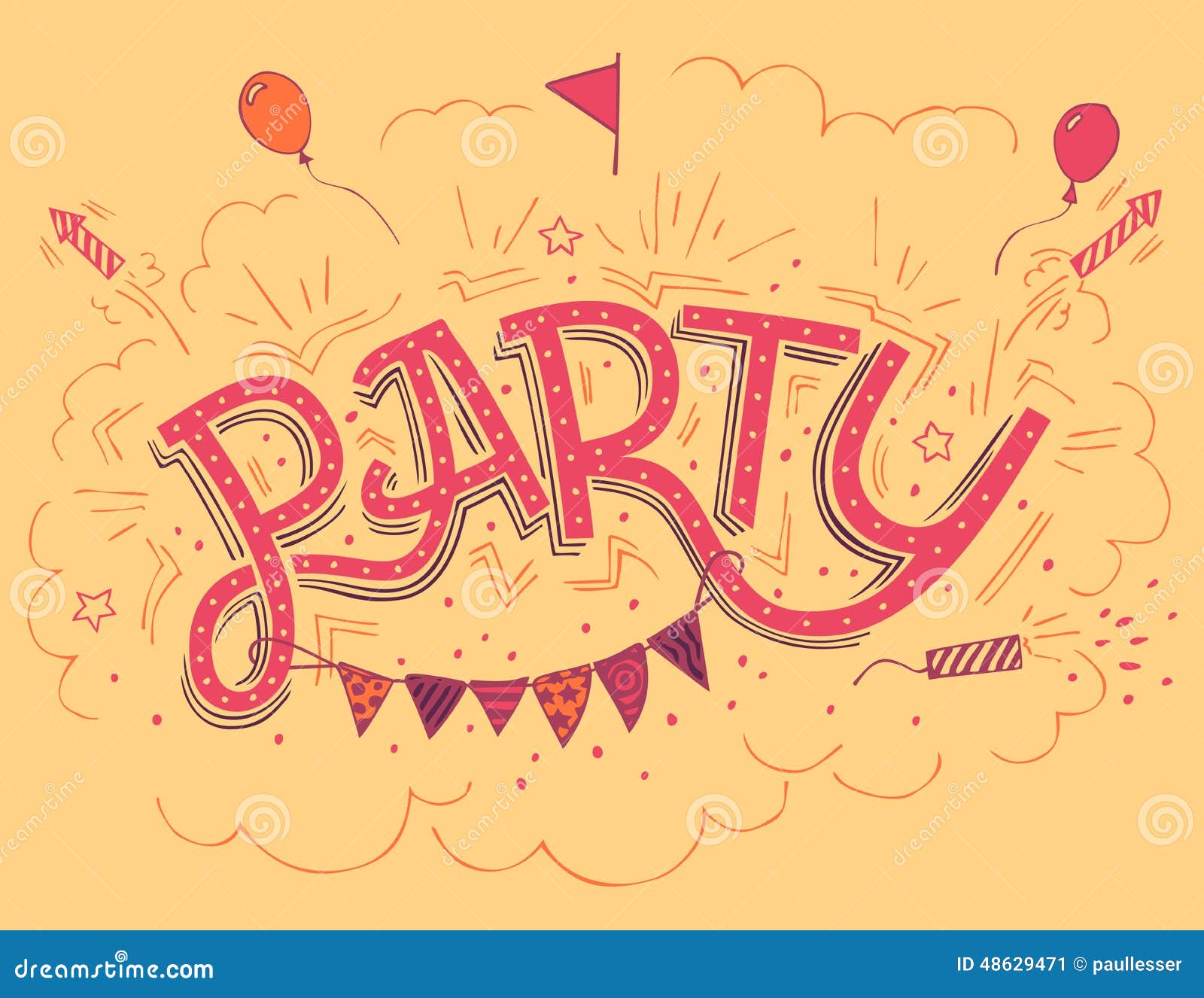 Party Hand-lettering Invitation Card Stock Vector - Illustration of ...
