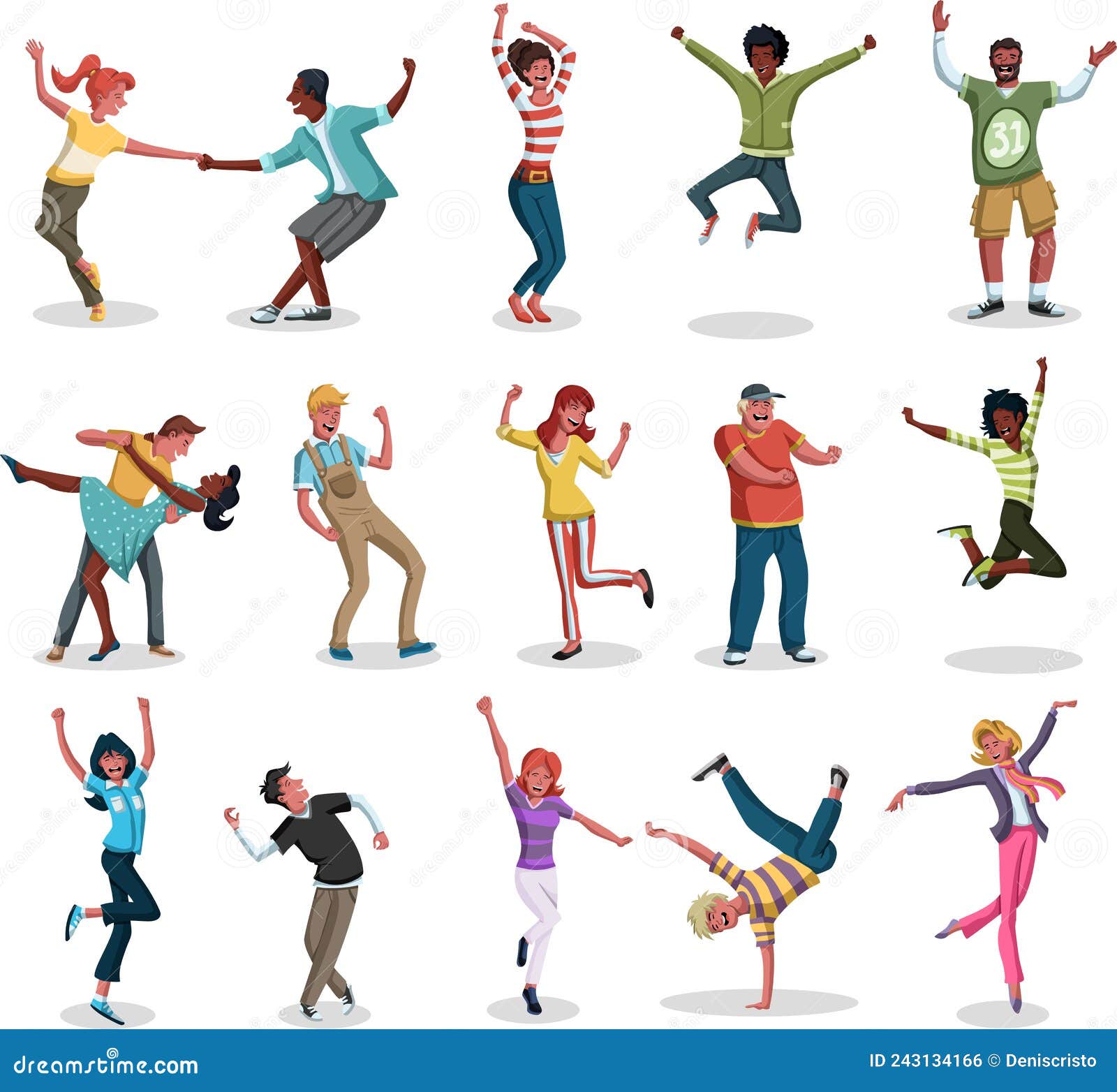 Party with Happy Cartoon People Dancing Stock Vector - Illustration of ...