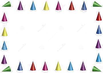 Party Hat Border Horizontal Stock Illustration - Illustration of banner ...