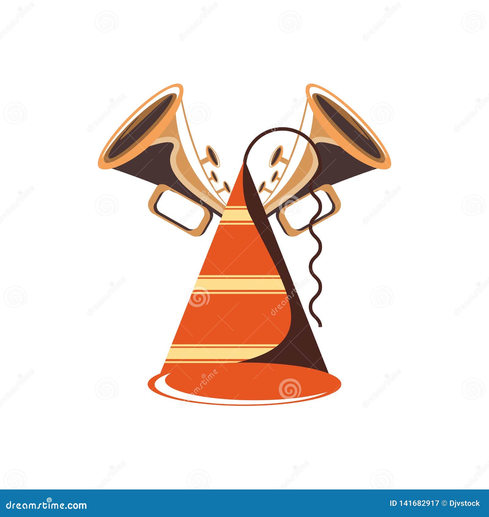 Party Hat Decorative with Trumpets Instrument Stock Vector ...
