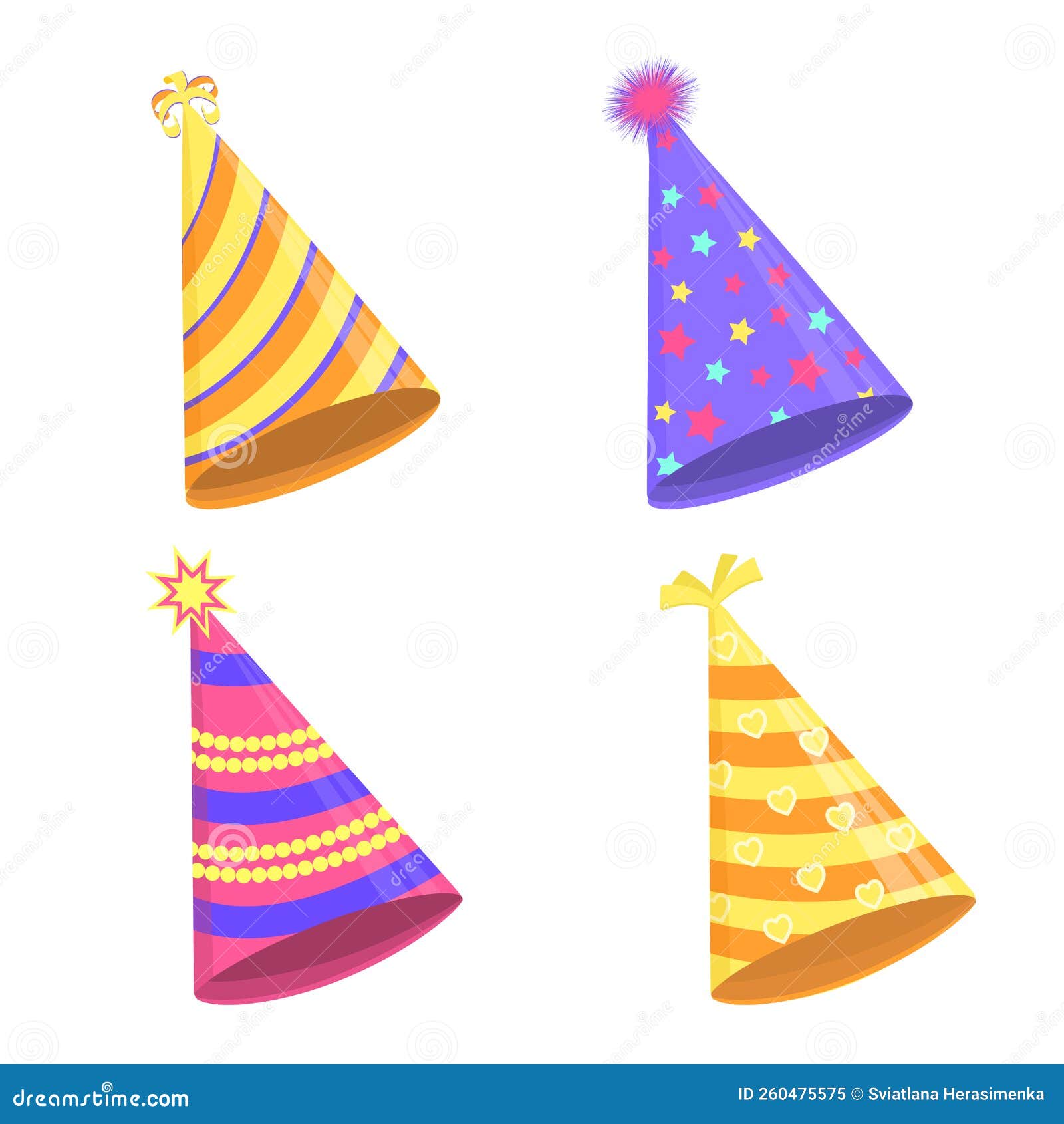 Party Hat Set Isolated on a White. Vector Illustration. Stock Vector ...