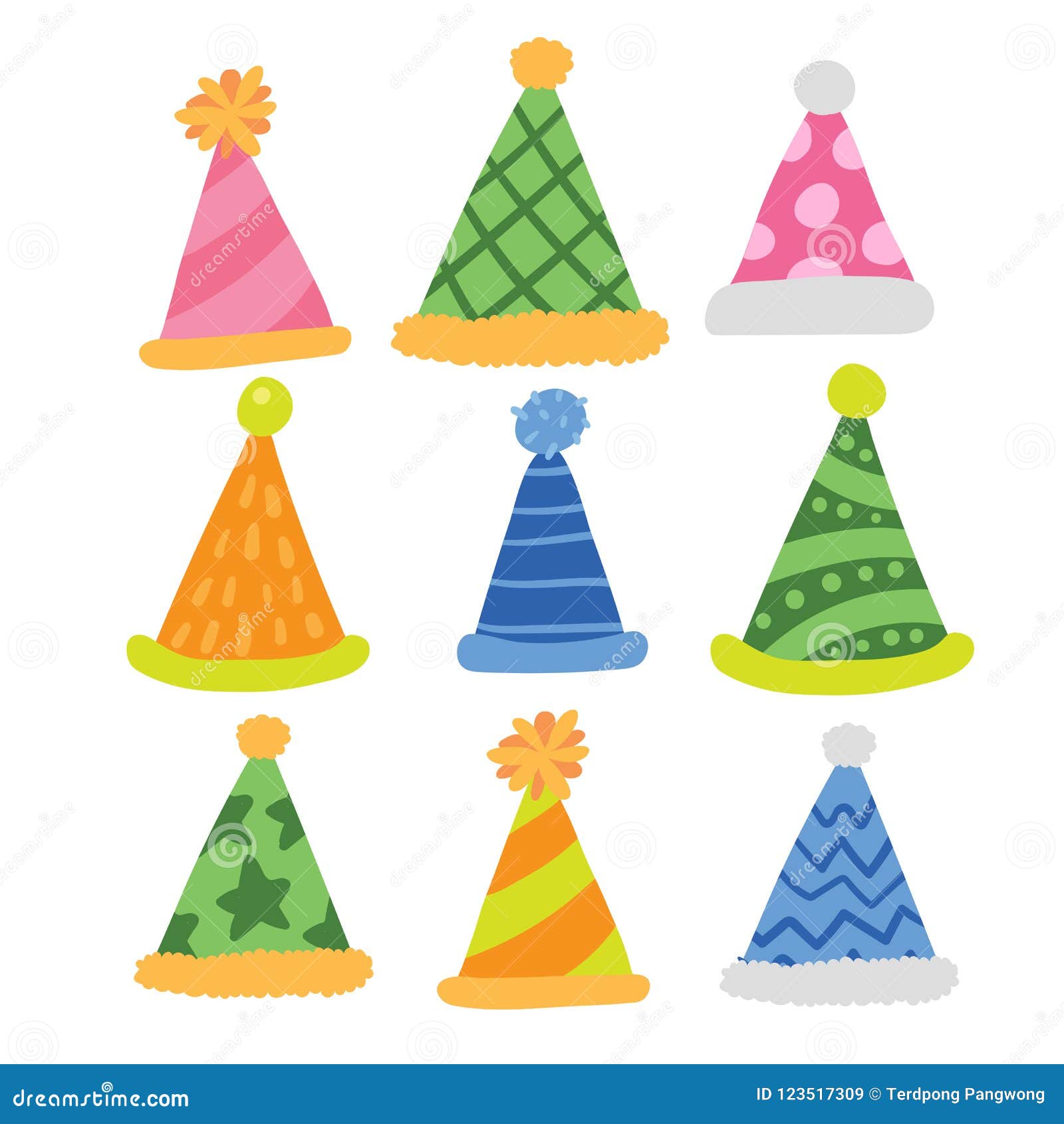 Party Hat Vector Collection Design Stock Illustration - Illustration of ...