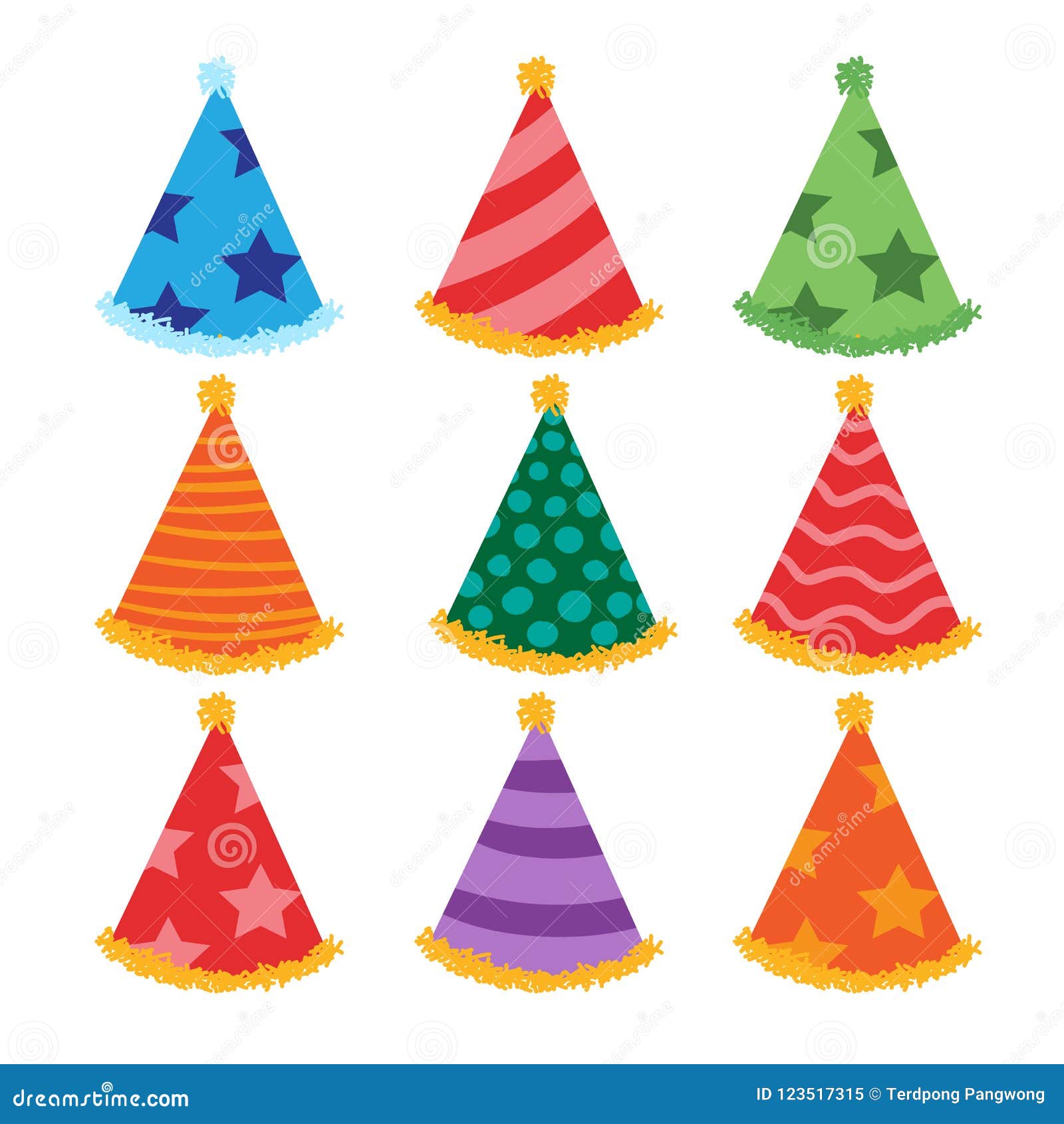 Party Hat Vector Collection Design Stock Illustration - Illustration of ...