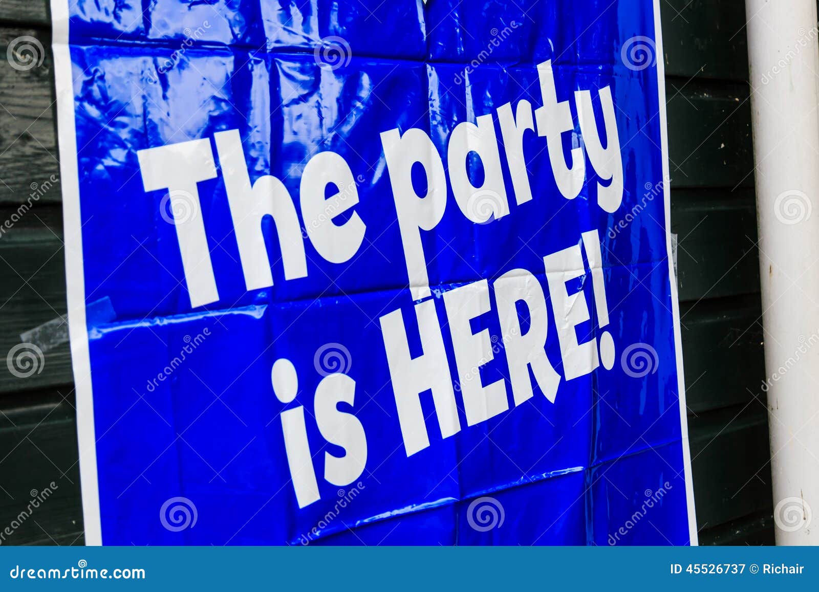 The party is HERE! stock image. Image of written, information - 45526737