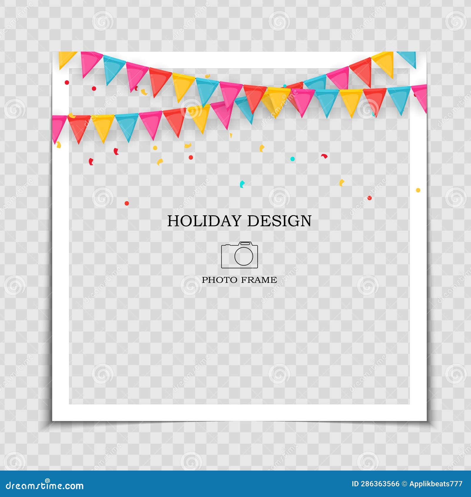 Party Holiday Photo Frame Template with Flags for Post in Social ...