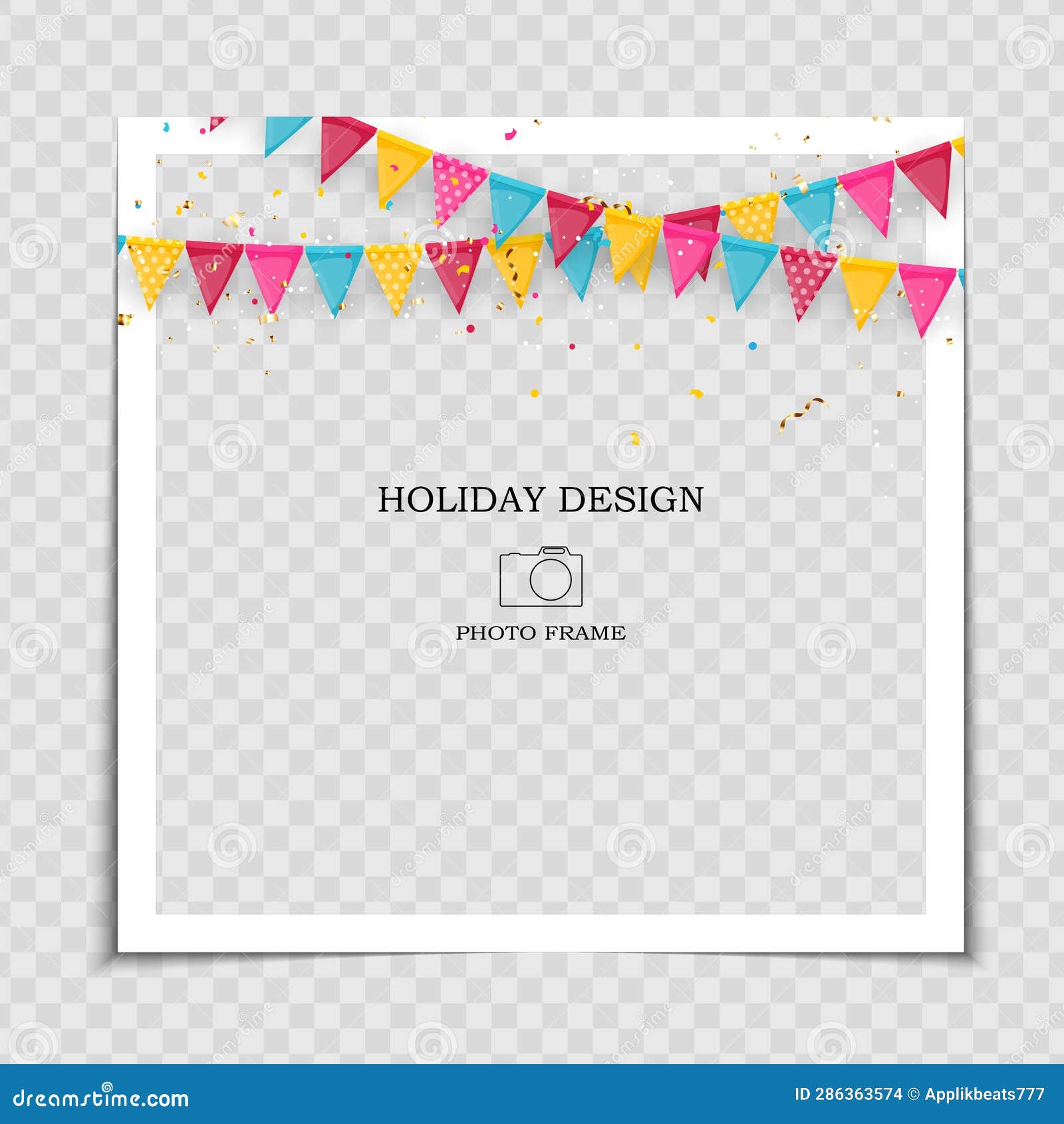 Party Holiday Photo Frame Template with Flags for Post in Social ...