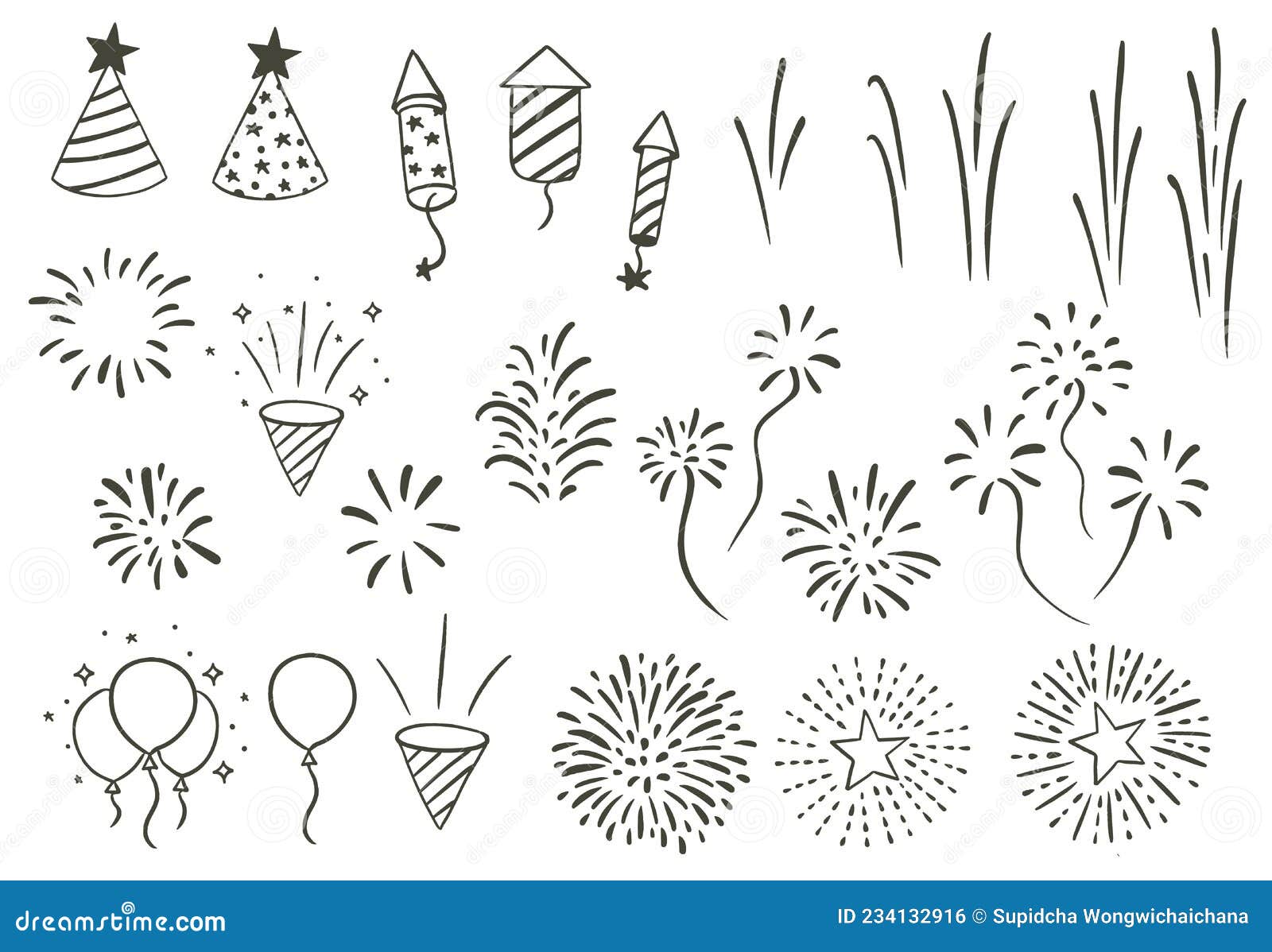 Party Icon Collection with Firework.Vector Illustration for Icon ...
