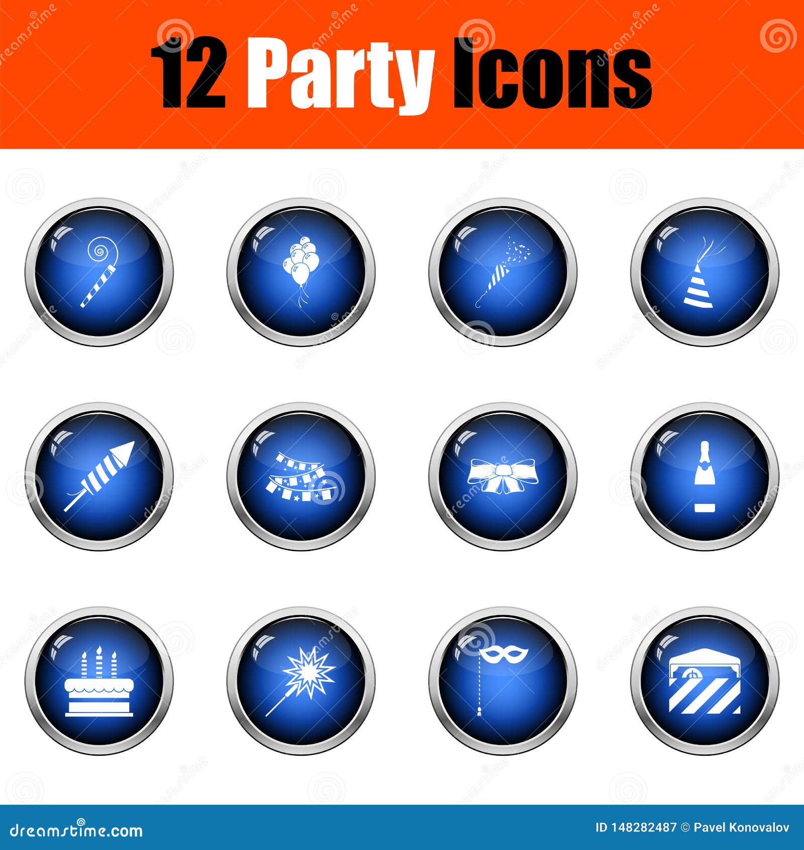 Party Icon Set stock vector. Illustration of candles - 148282487