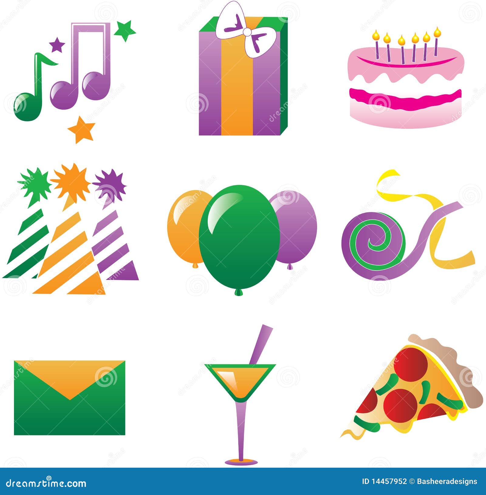 Party Icons 3 stock vector. Illustration of birthday - 14457952