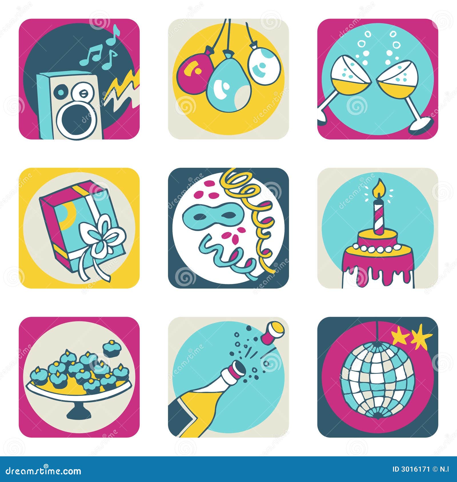 Party icons stock vector. Illustration of vector, party - 3016171