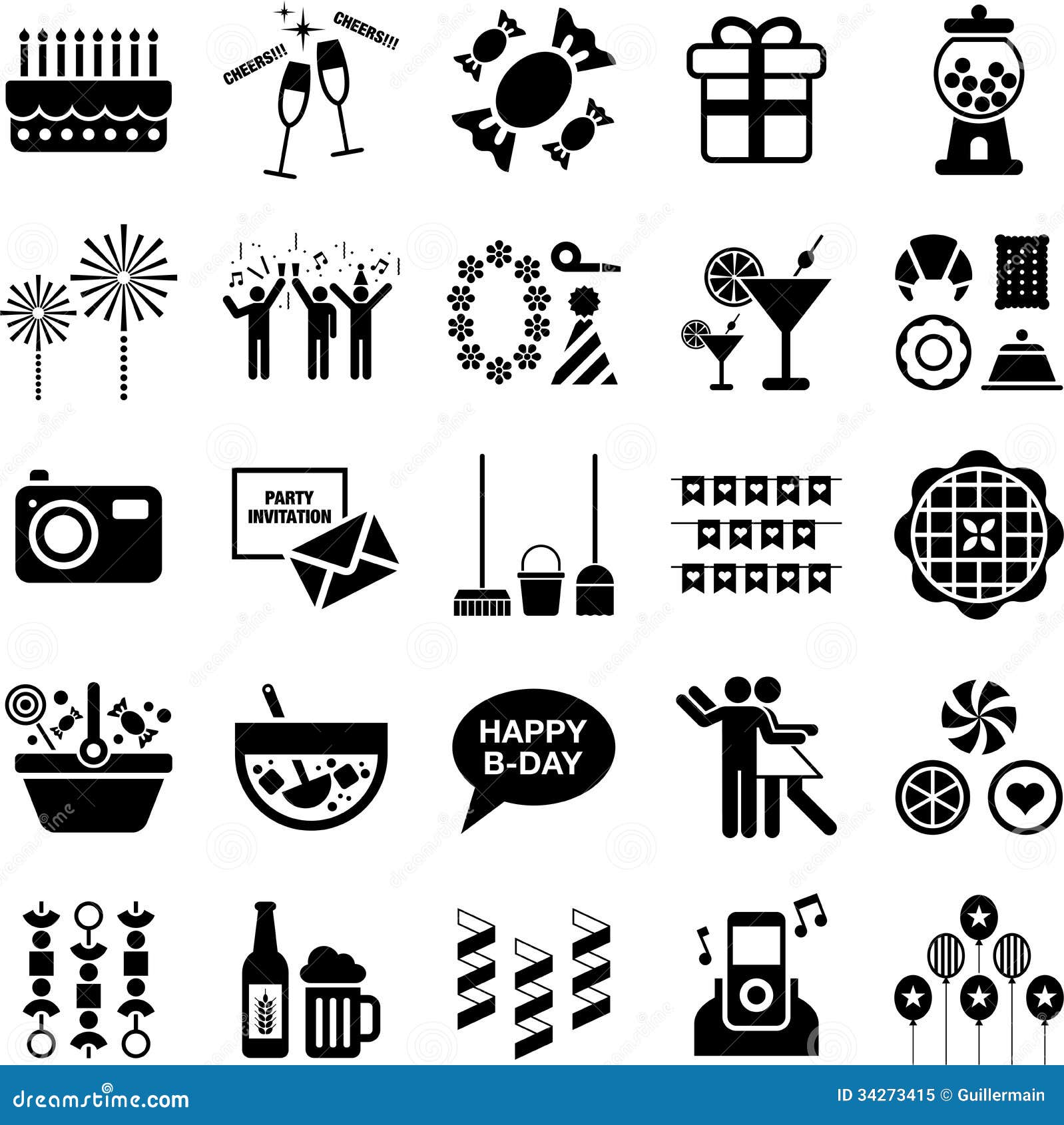 Party icons stock vector. Illustration of invitation - 34273415