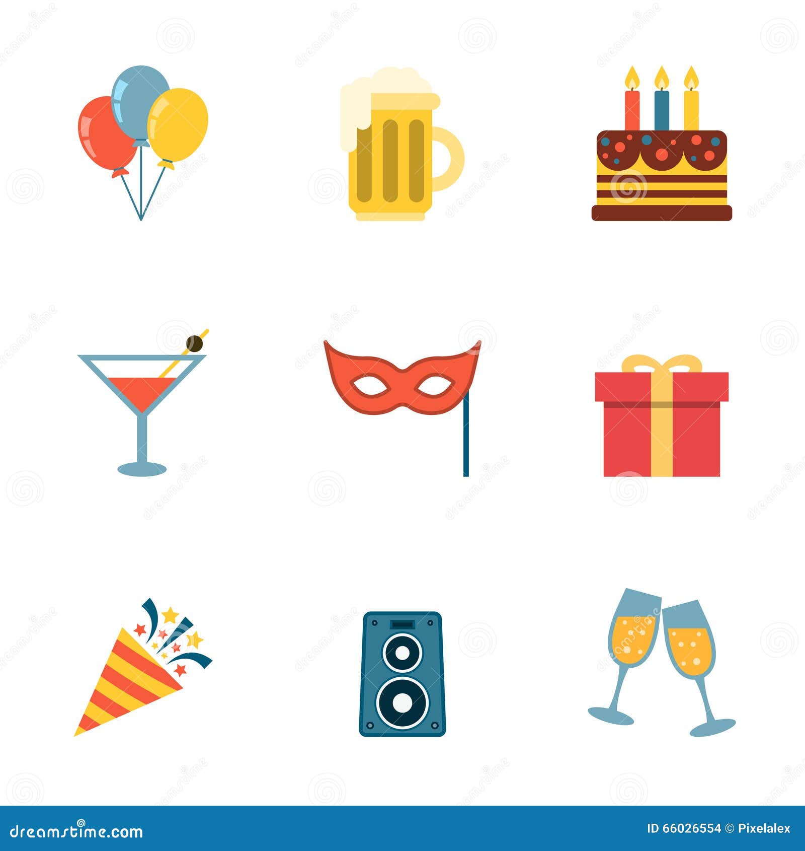 Party Icons Flat stock vector. Illustration of speaker - 66026554