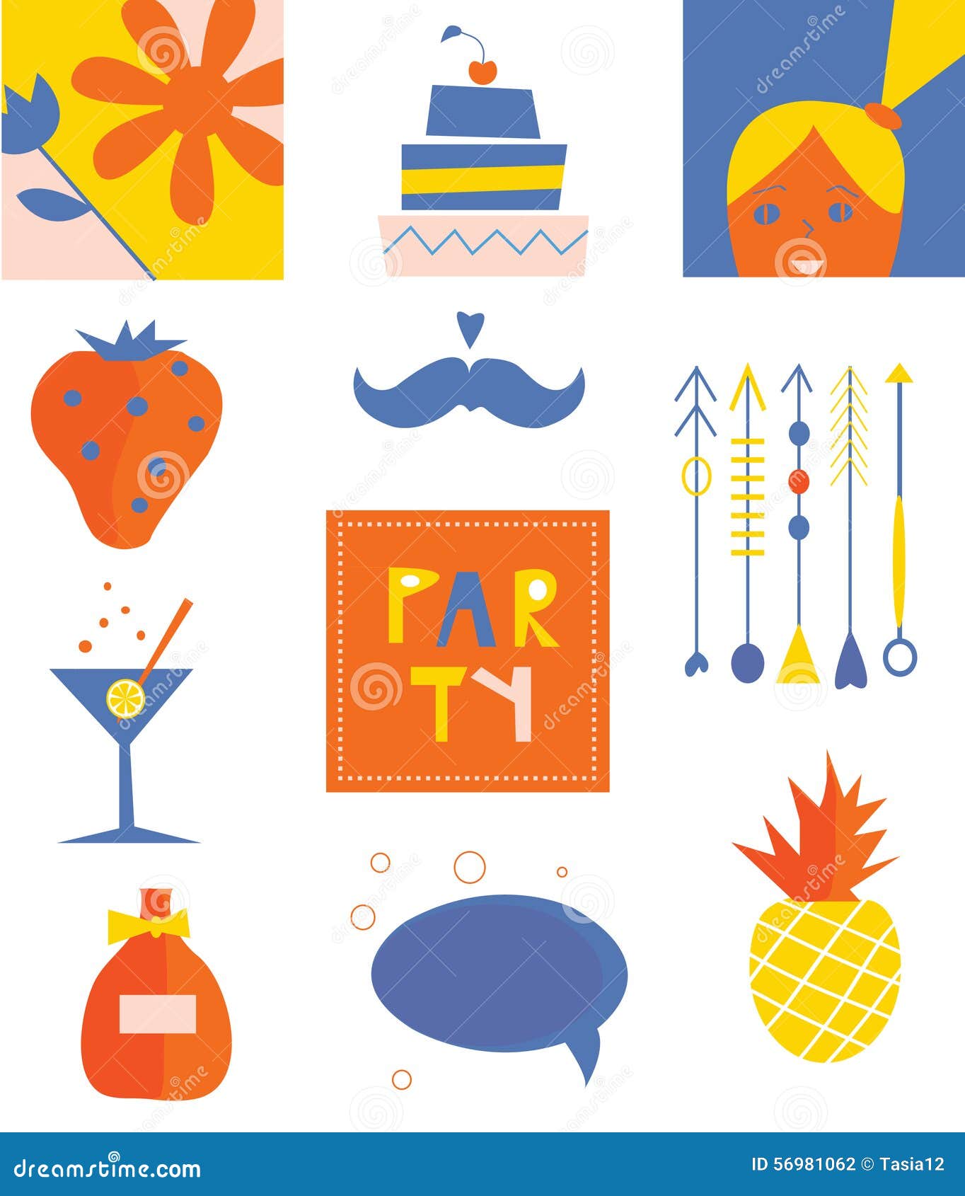 Party icons funny set stock vector. Illustration of funny - 56981062