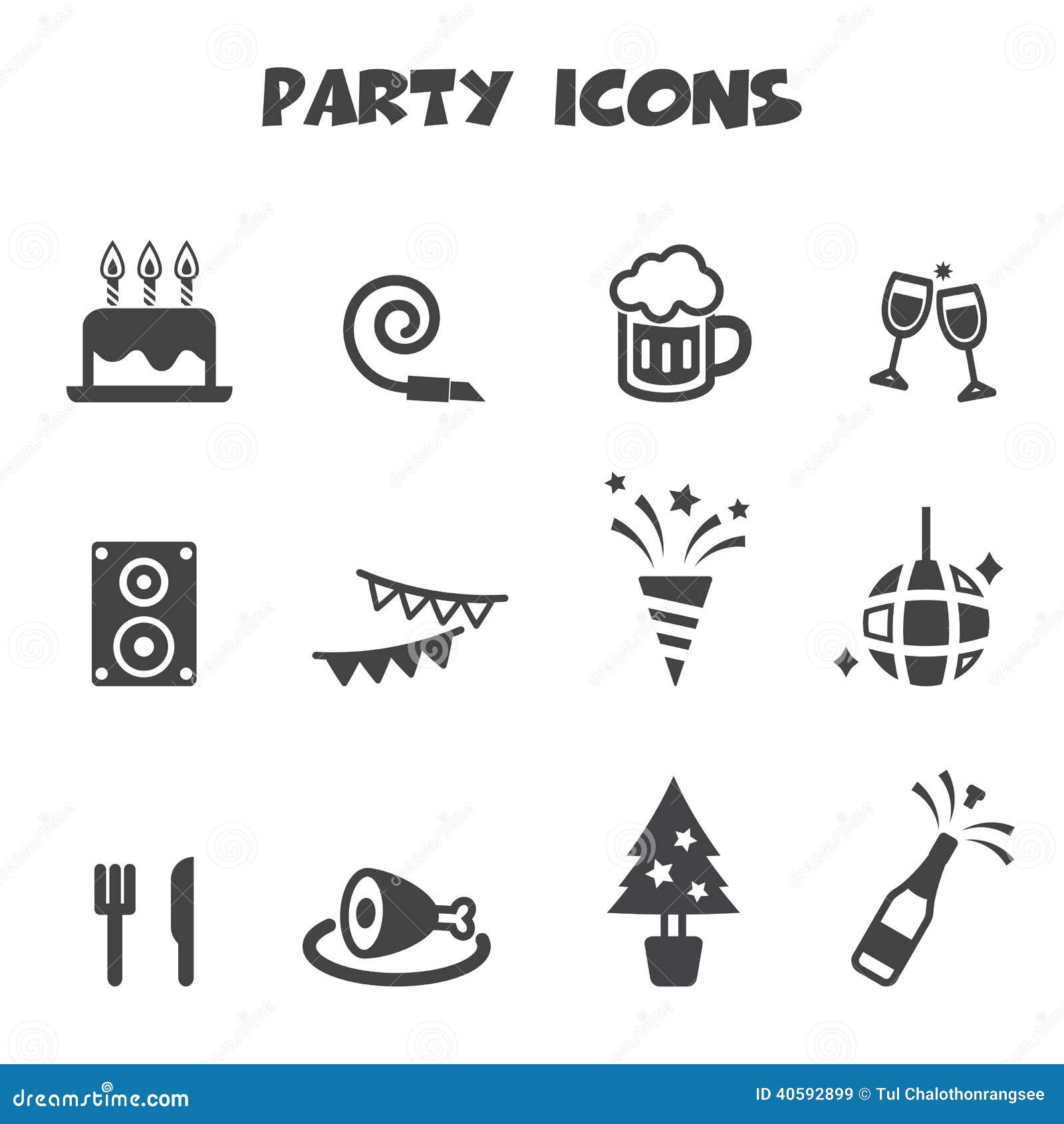 Party icons stock vector. Illustration of happiness, drink - 40592899