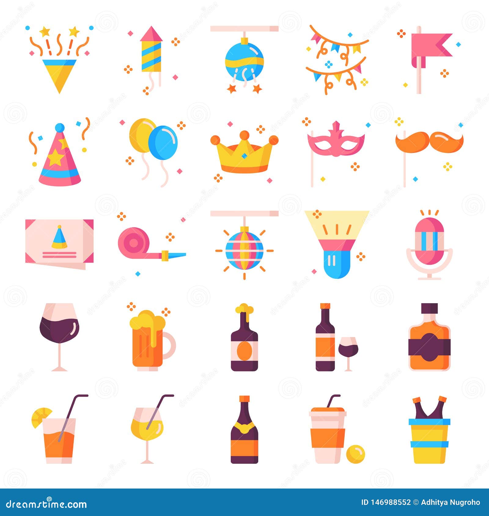Party icons pack stock illustration. Illustration of party - 146988552