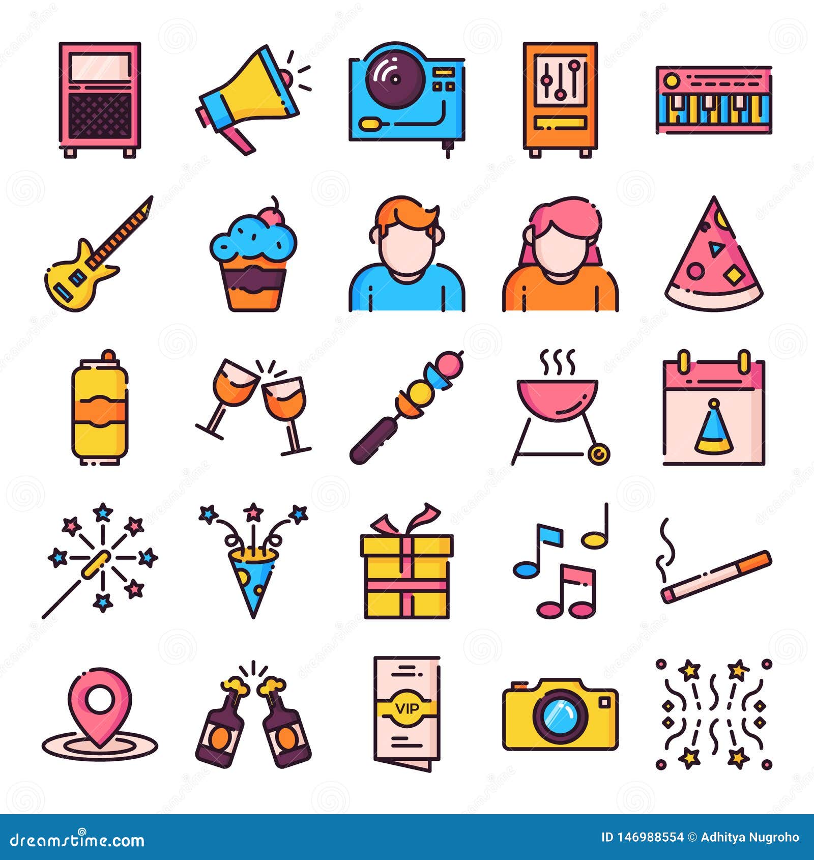 Party icons pack stock illustration. Illustration of surprise - 146988554