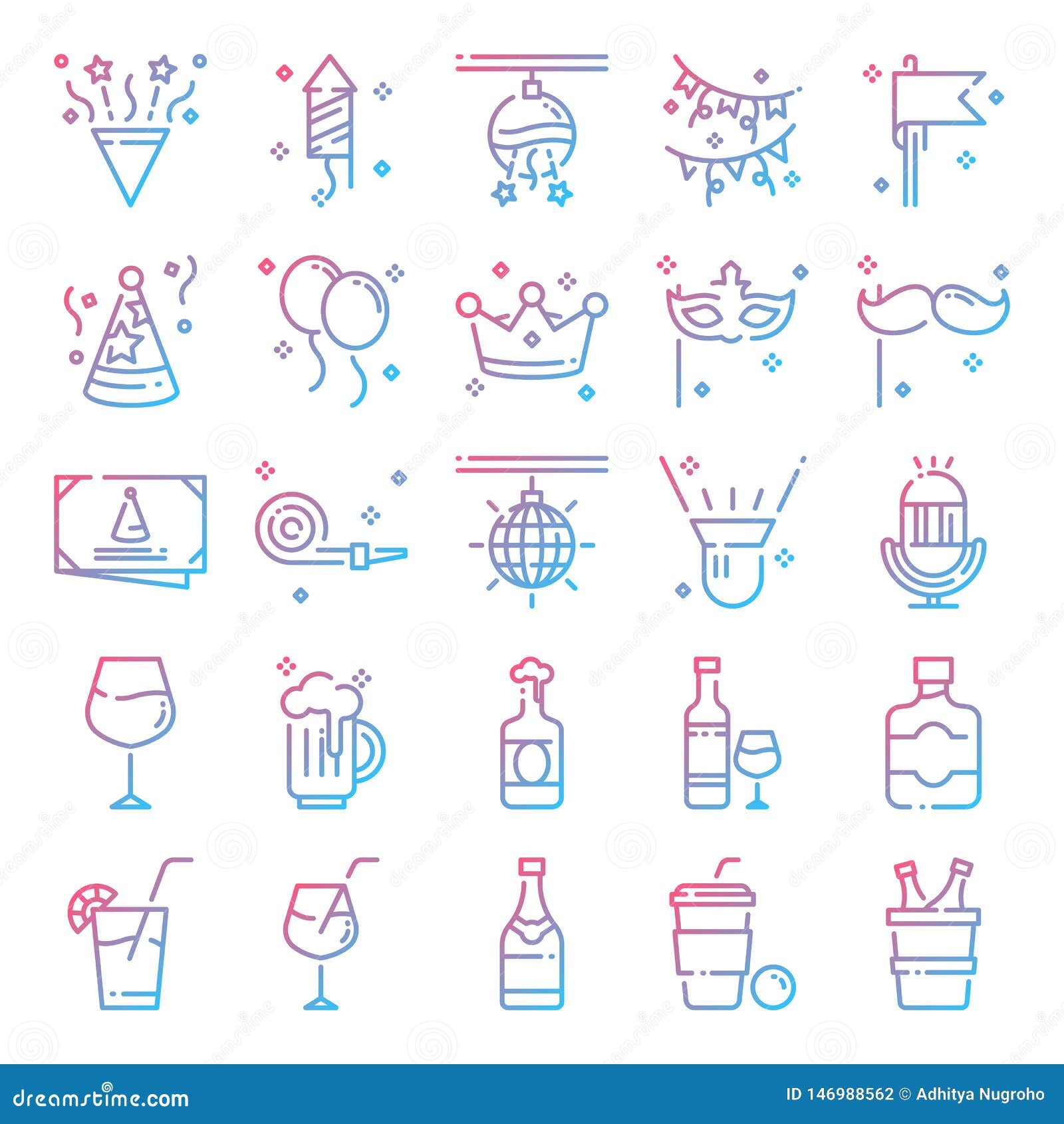 Party icons pack stock illustration. Illustration of surprise - 146988562
