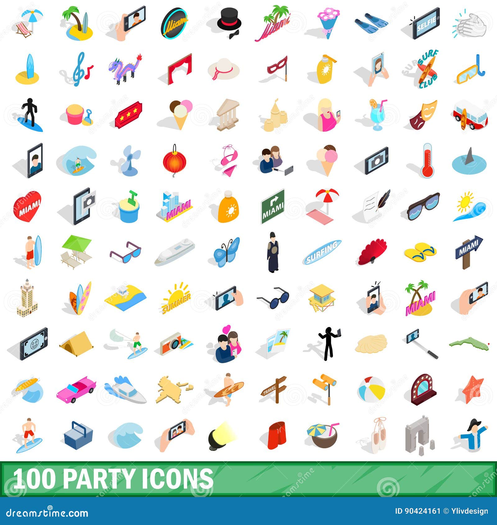 100 Party Icons Set, Isometric 3d Style Stock Vector - Illustration of ...