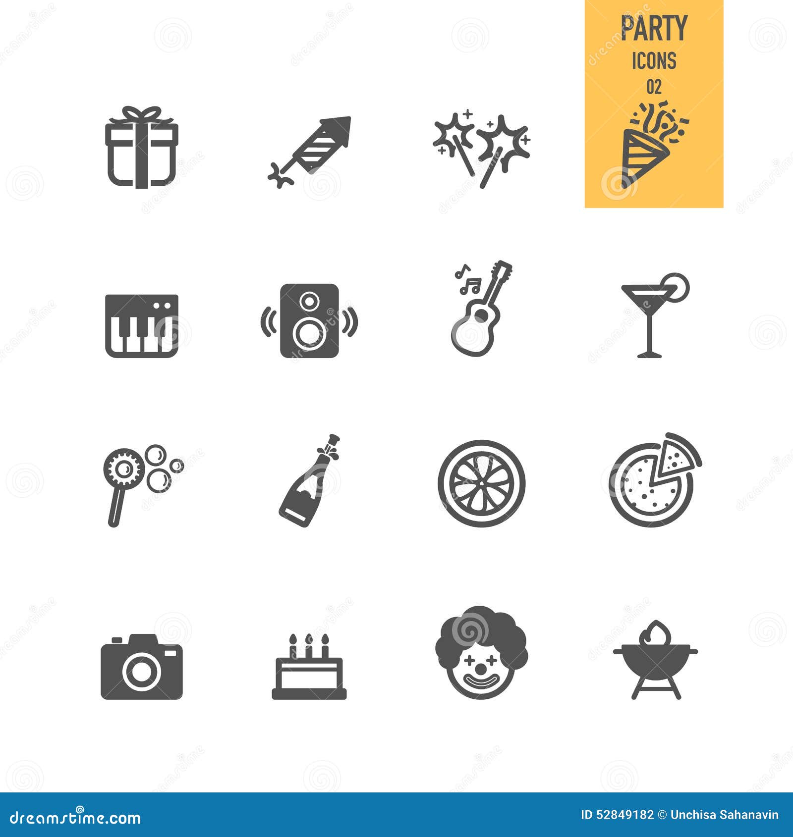 Party icons set. stock vector. Illustration of balloon - 52849182