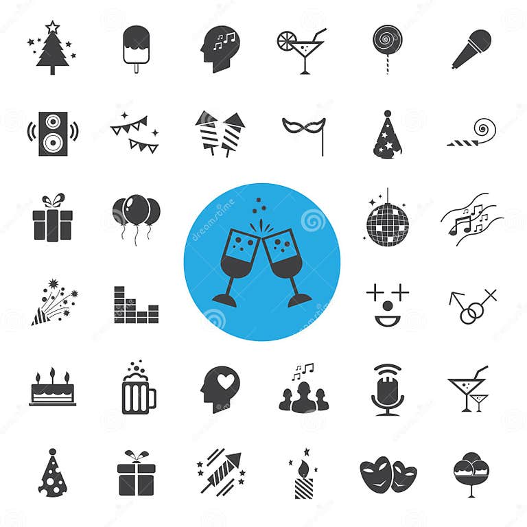 Party Icons set stock vector. Illustration of firework - 57581983