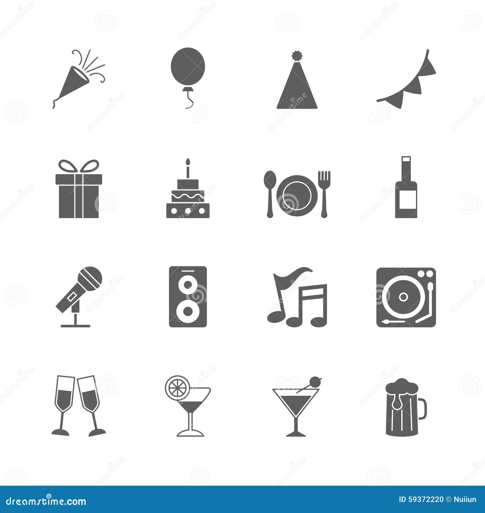 Party icons set stock vector. Illustration of plate, dish - 59372220