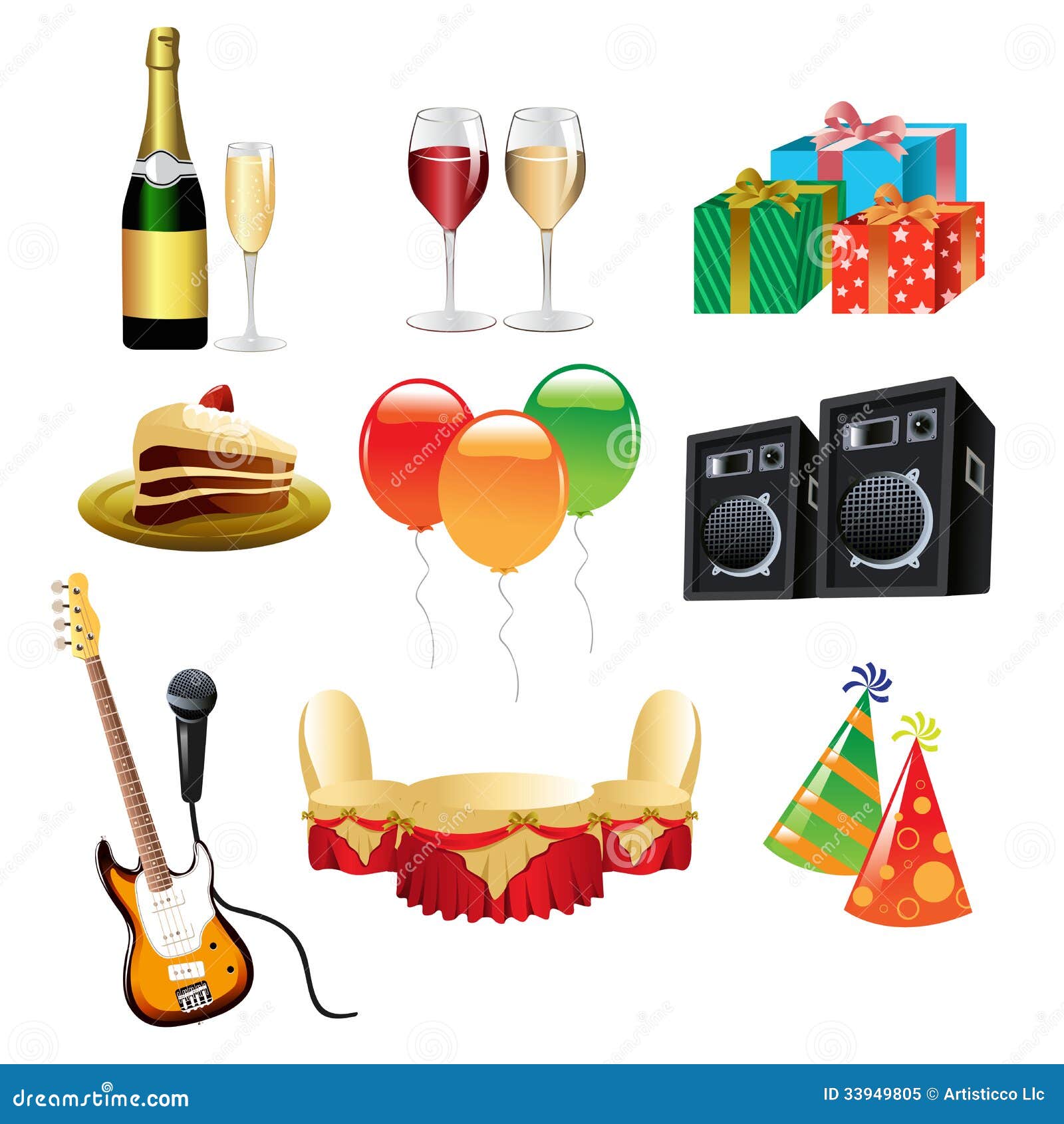 Party icons stock vector. Illustration of champagne, celebration - 33949805