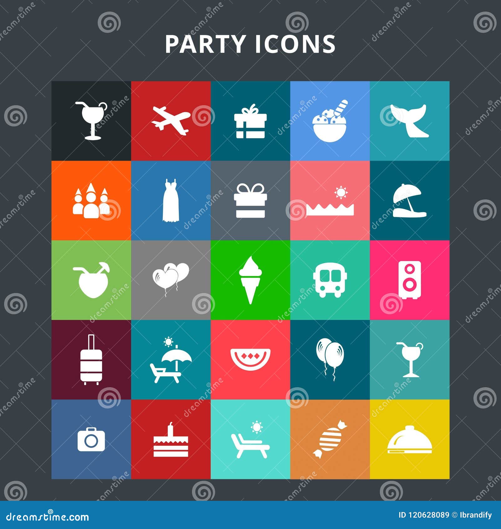 Party Icons stock vector. Illustration of disco, drink - 120628089