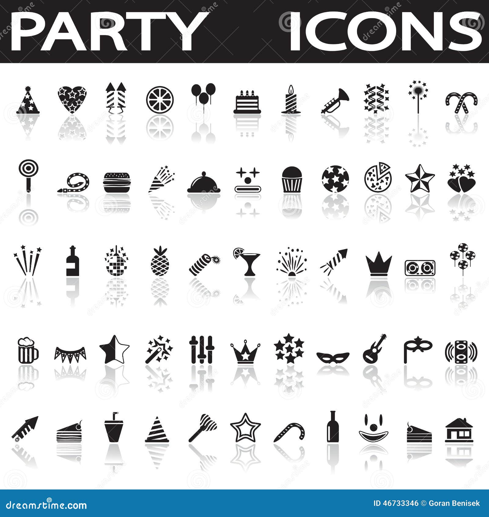 Party icons stock vector. Illustration of candles, icons - 46733346
