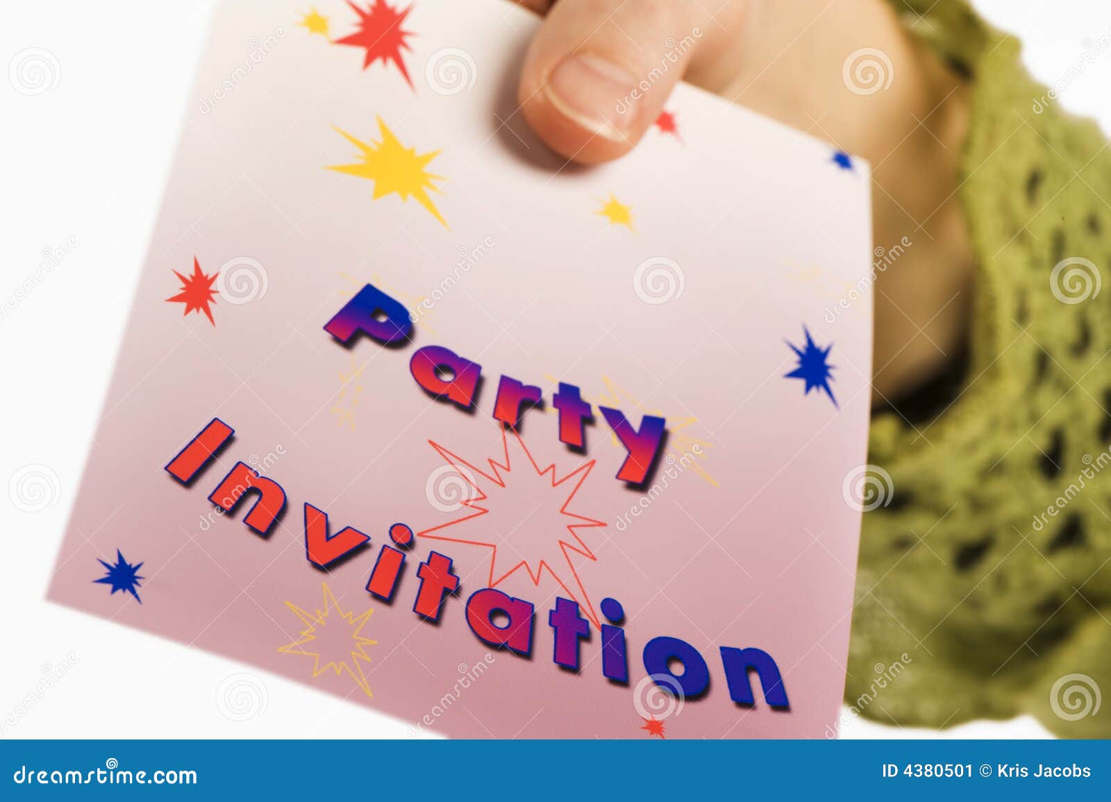 Party Invitation Invite Card Gold Bow Isolated White Background Red ...