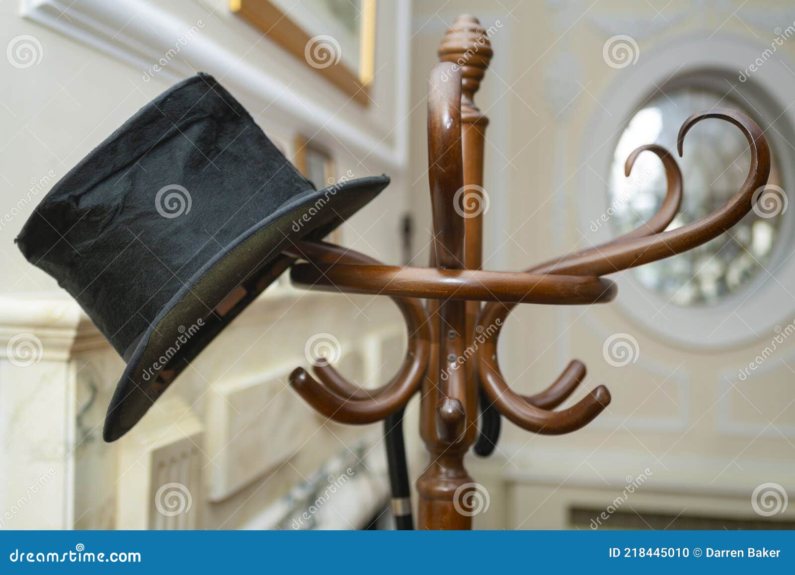 Party Invitation Concept Top Hat and Umbrella on a Coat Stand Stock ...