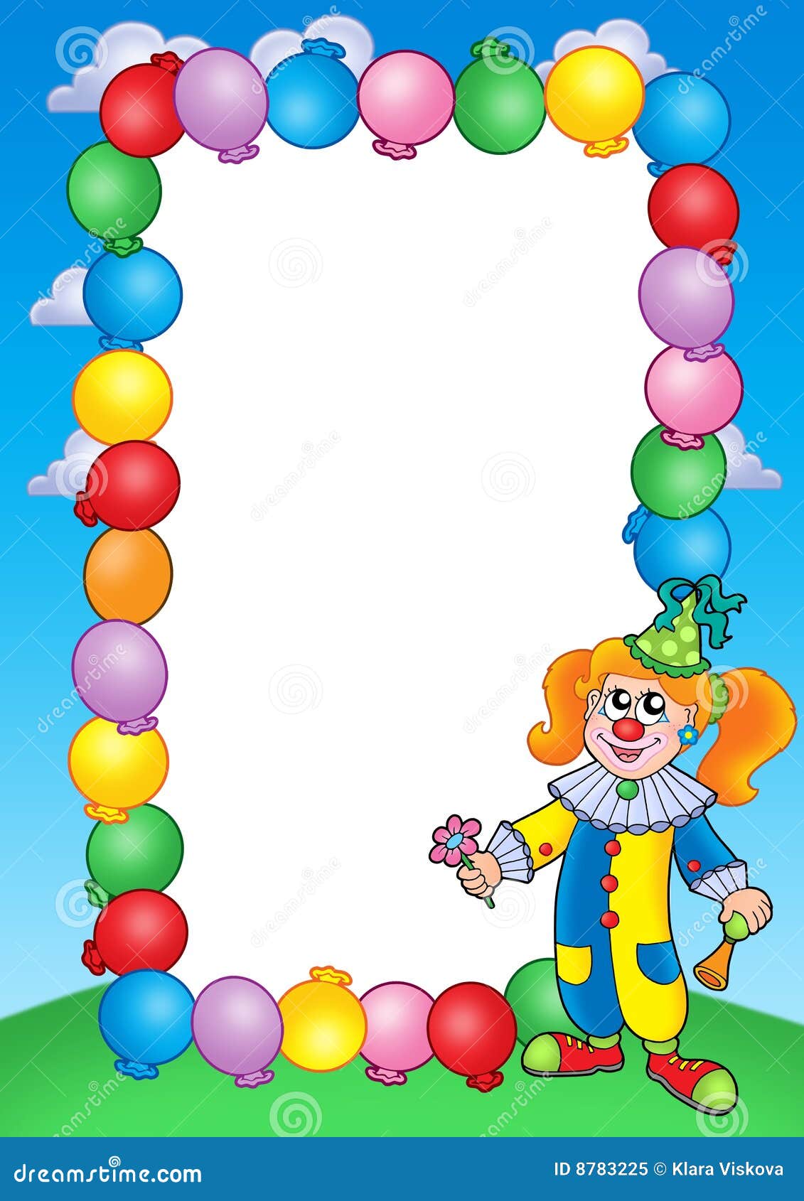 Party Invitation Frame with Clown 1 Stock Illustration - Illustration ...