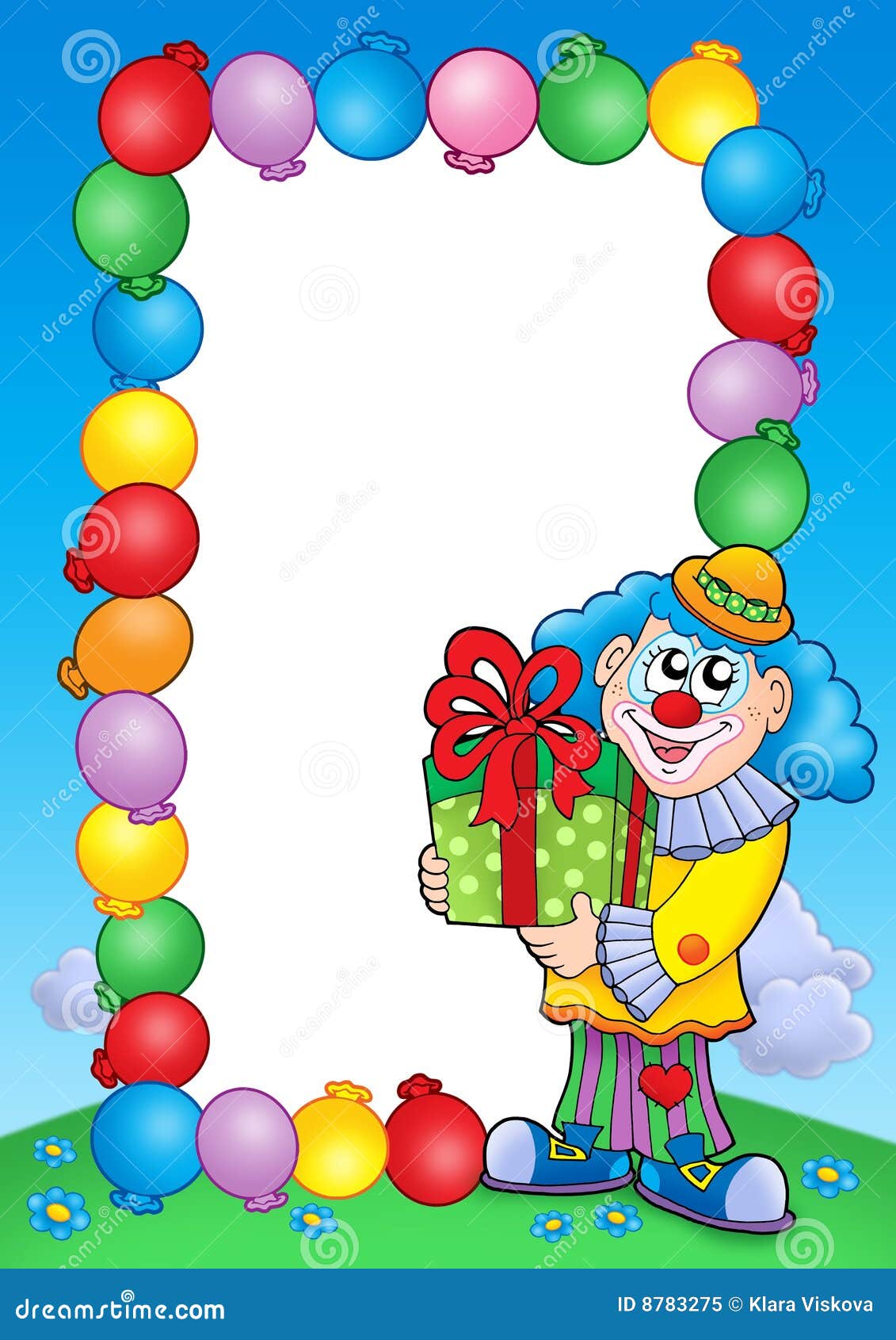 Party Invitation Frame with Clown 5 Stock Illustration - Illustration ...