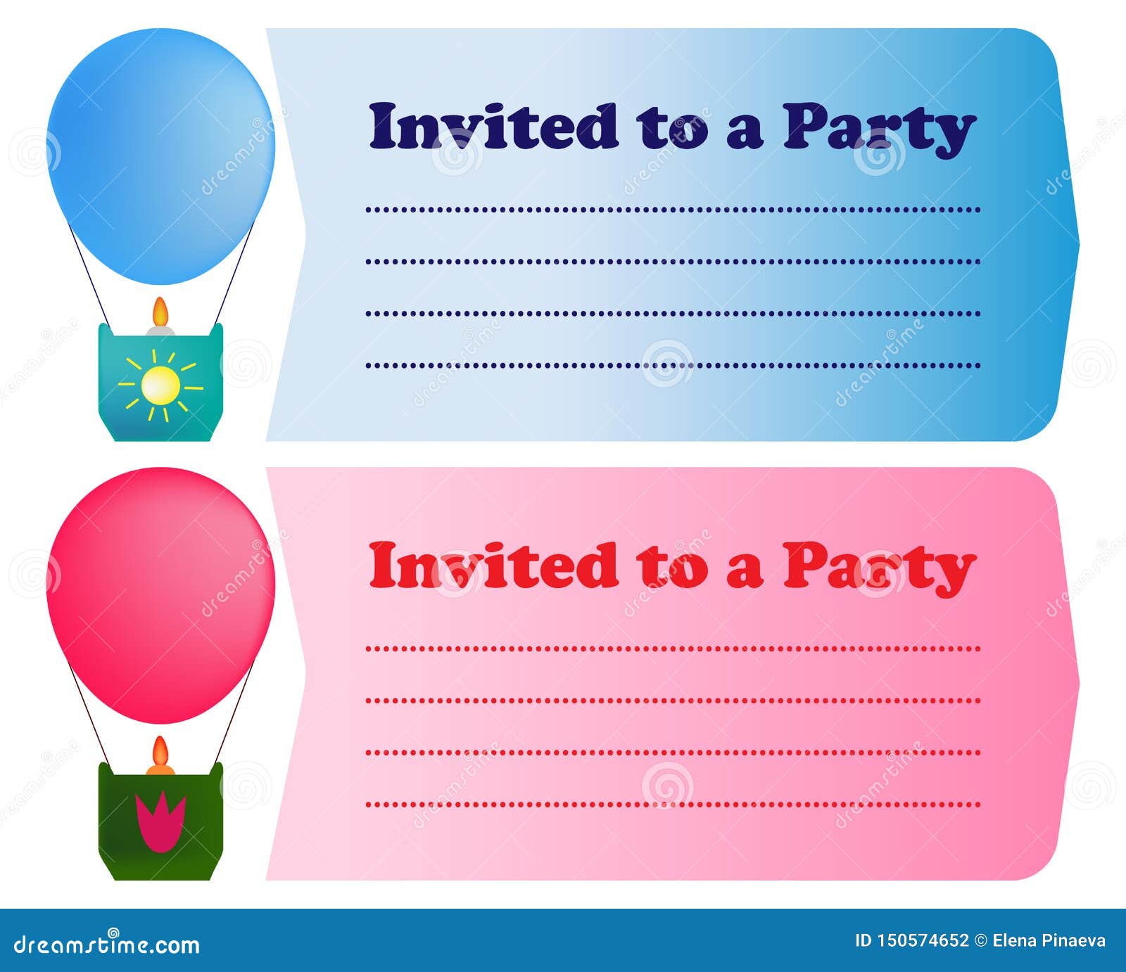 Party Invitation Template Blue and Blue with Balloons Stock Vector ...