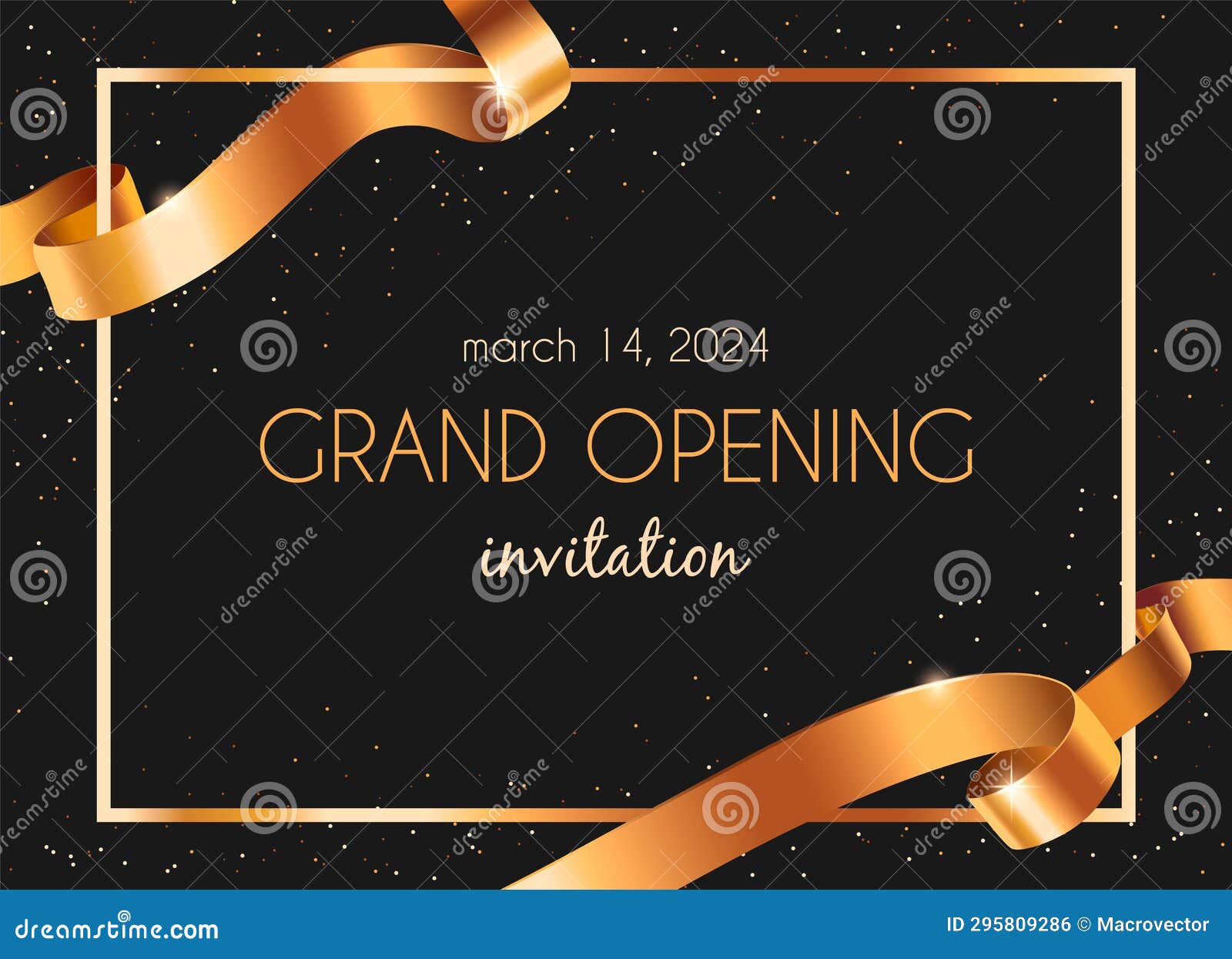 Party Invitation Template with Golden Ribbons Stock Vector ...