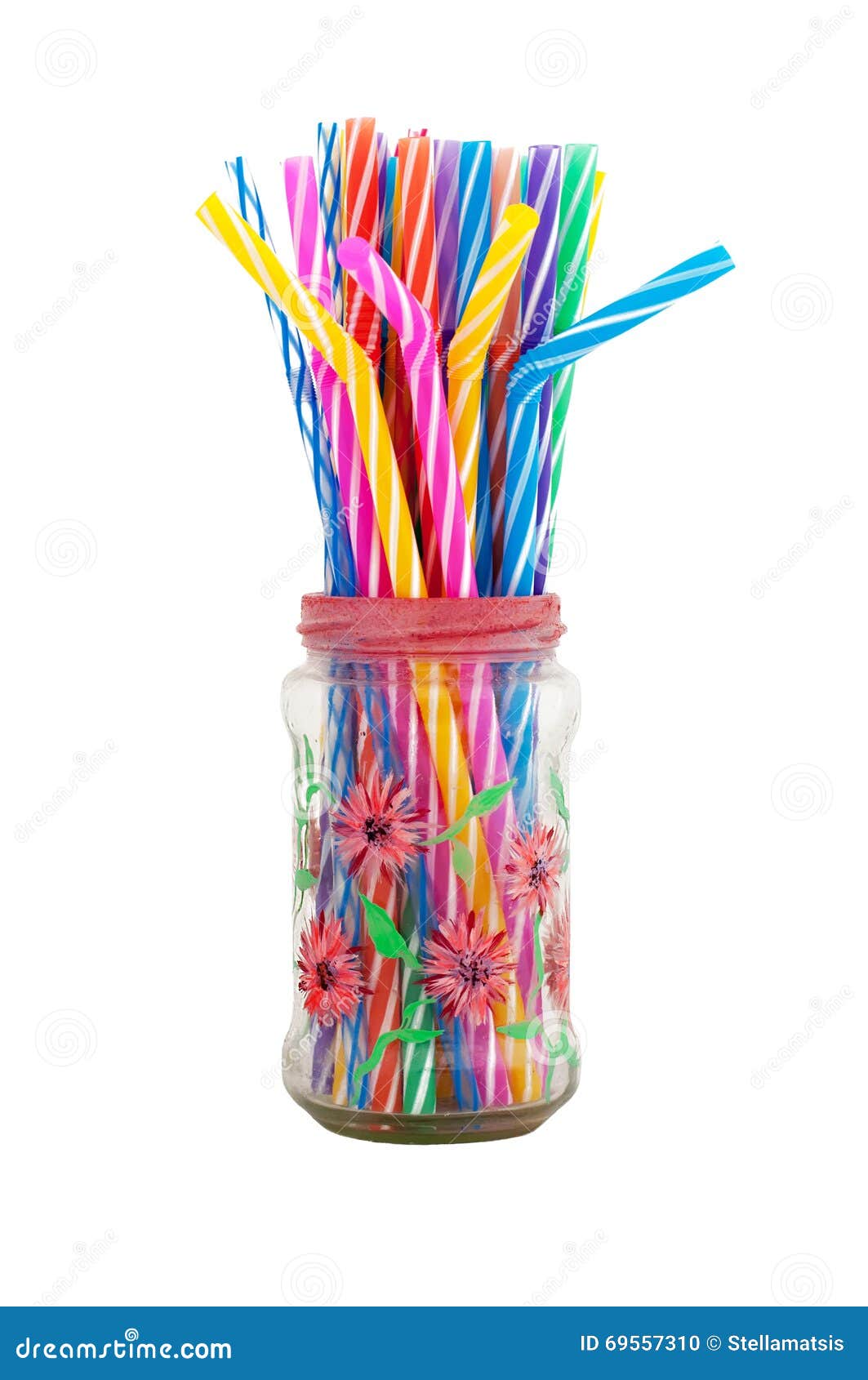 Party jar with straws stock photo. Image of isolated - 69557310