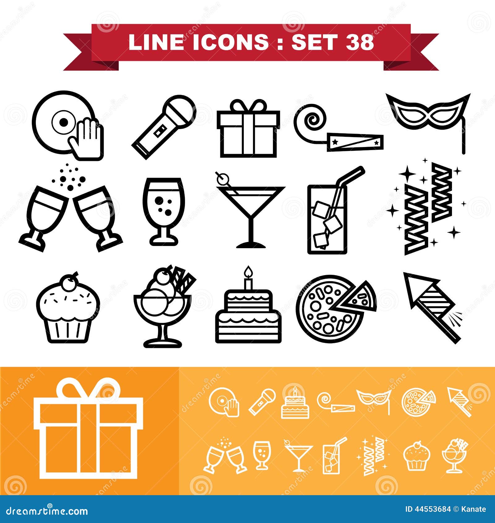 Party line icons set 38 stock vector. Illustration of application ...