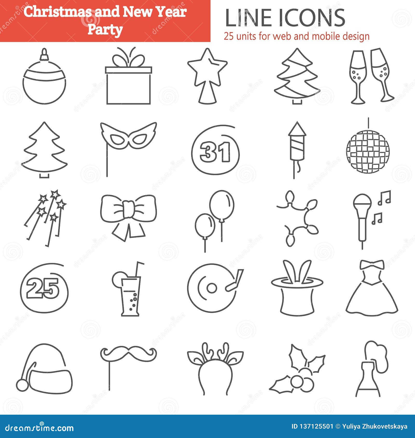 Party Line Icons Set for Web and Mobile Design Stock Illustration ...