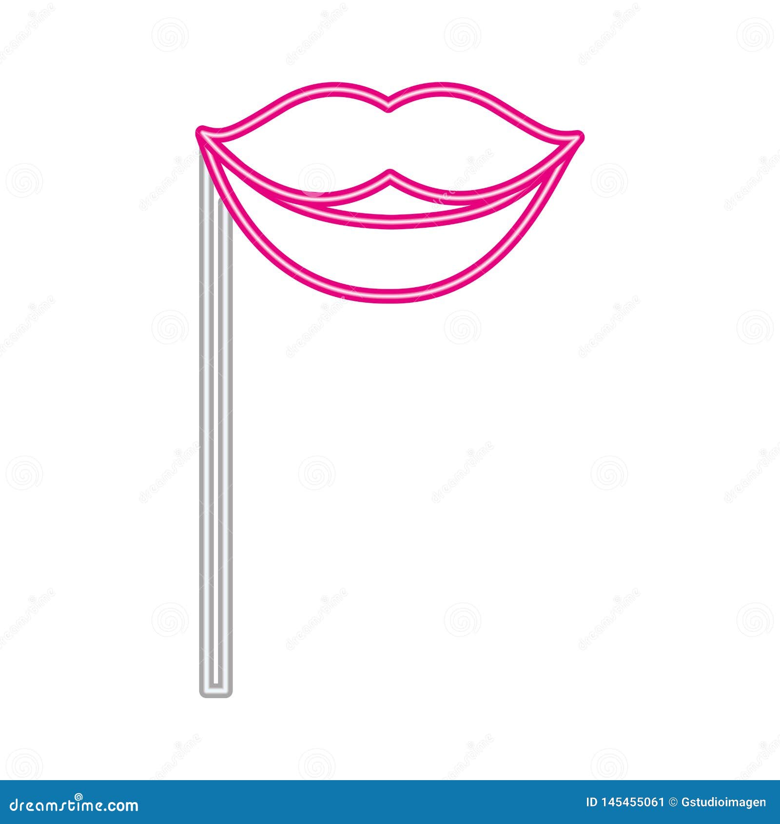 Party lips neon on sitck stock vector. Illustration of stick - 145455061